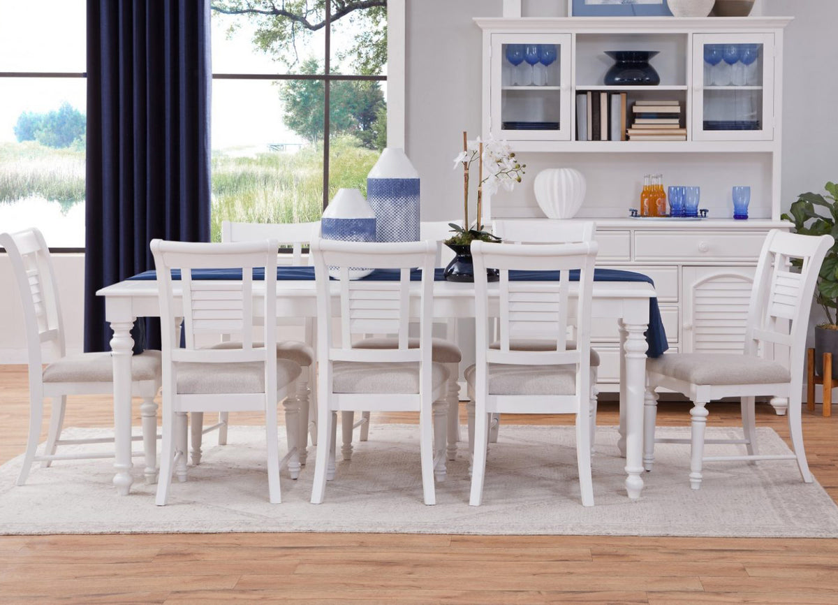 Beach Bungalow Dining Height Table w/ 8 Upholstered Chairs – ShoreDecor