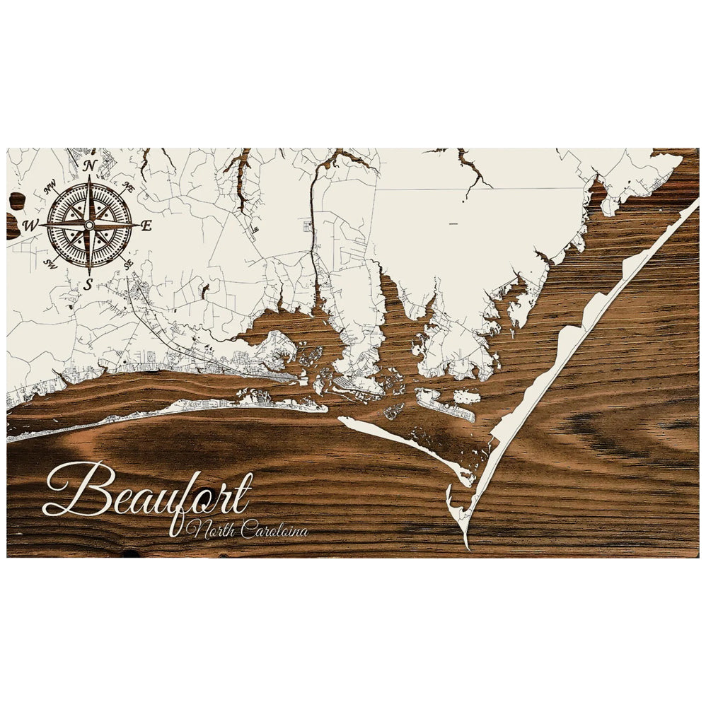 Beaufort Wood Map- Mini/Papier Blanc – ShoreDecor