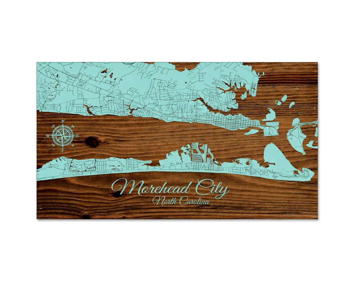 Morehead City Wood Map- Small/Island Oasis – ShoreDecor
